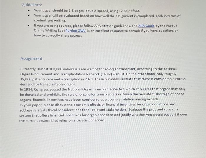 Solved Guidelines: - Your paper should be 3-5 pages, | Chegg.com