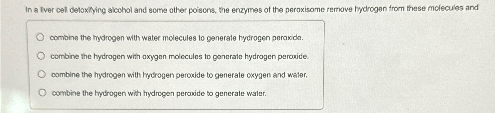 Solved In a liver cell detoxitying alcohol and some other | Chegg.com