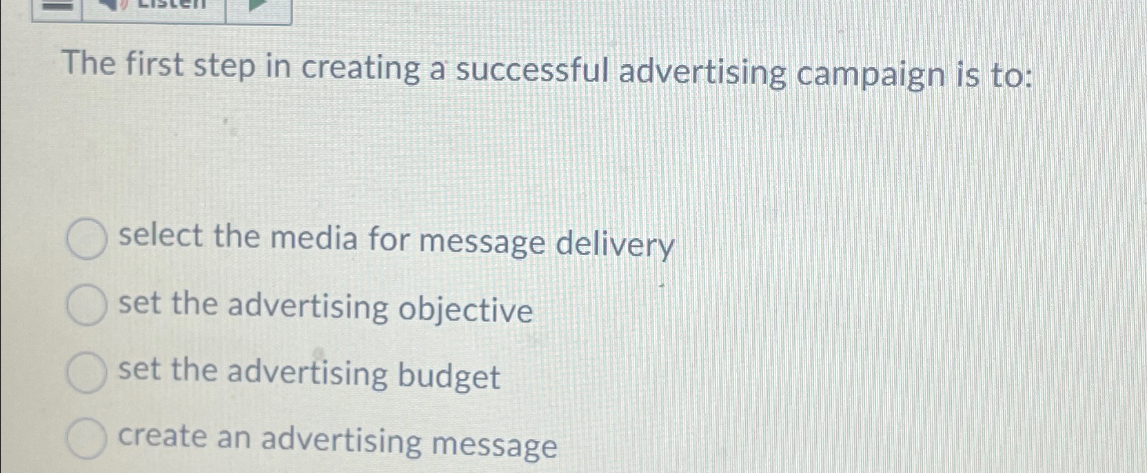 Solved The first step in creating a successful advertising | Chegg.com