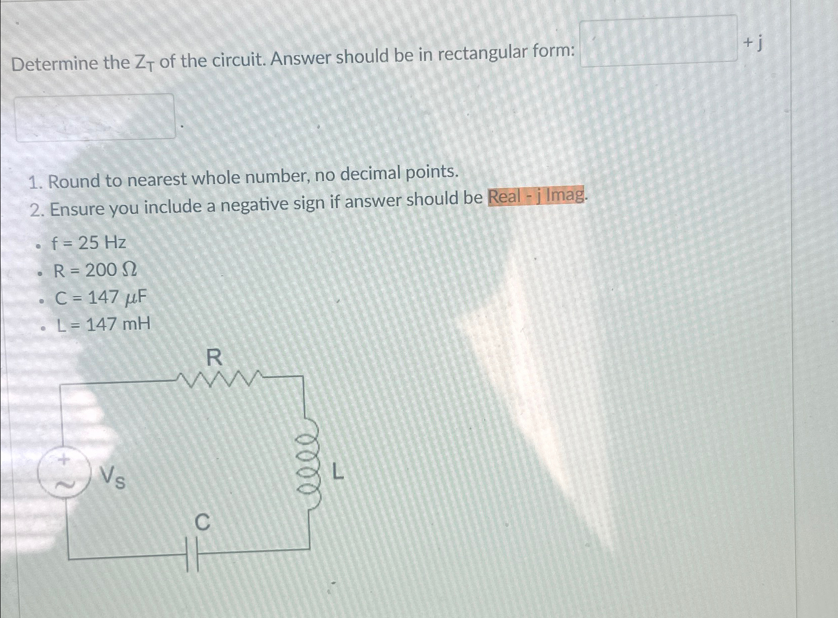 Solved Determine the ZT ﻿of the circuit. Answer should be in | Chegg.com