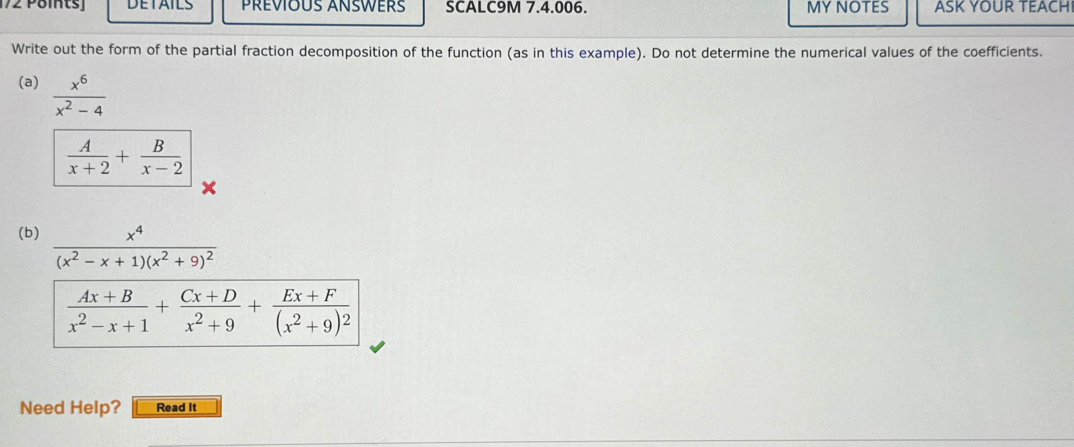 Solved Write out the form of the partial fraction | Chegg.com