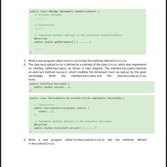 Solved Geometricobject +getPerimeter(): double | Chegg.com