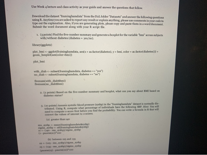 Use Week 4 lecture and class activity as your guide | Chegg.com