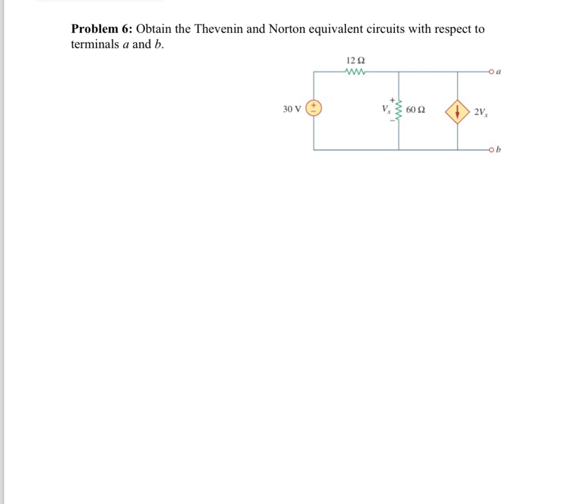 Solved Problem 6: Obtain the Thevenin and Norton equivalent | Chegg.com