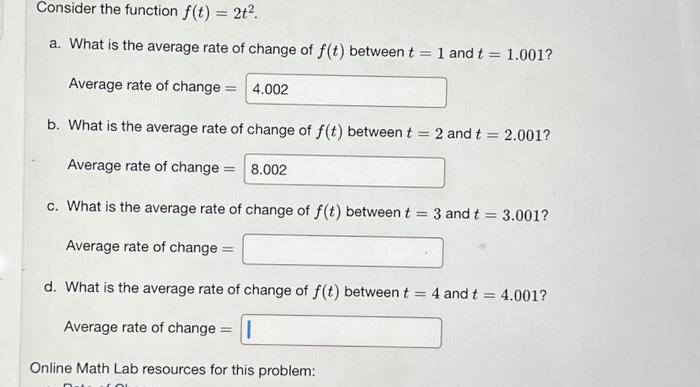 Solved Consider the function f(t)=2t2. a. What is the | Chegg.com