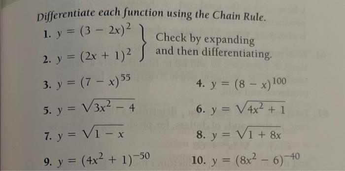 Solved Differentiate each function using the Chain Rule. 1. | Chegg.com