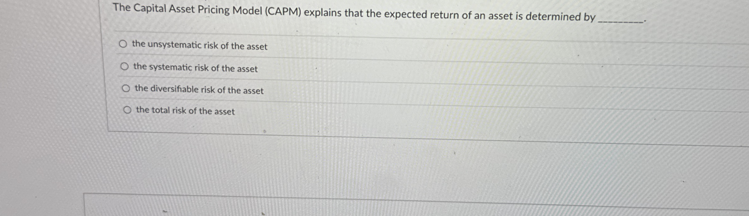 Solved The Capital Asset Pricing Model (CAPM) ﻿explains that | Chegg.com