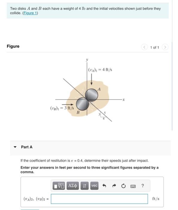 Solved Two disks A and B each have a weight of 4lb and the | Chegg.com