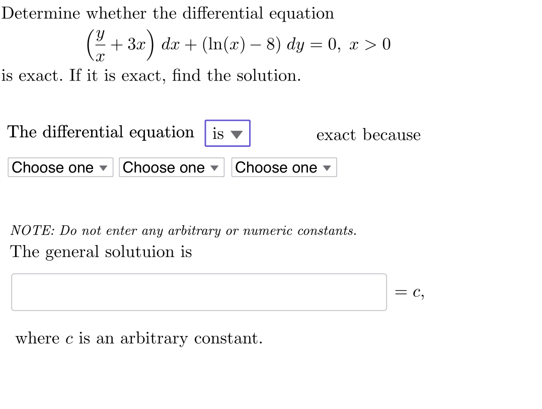 Solved Determine whether the differential | Chegg.com
