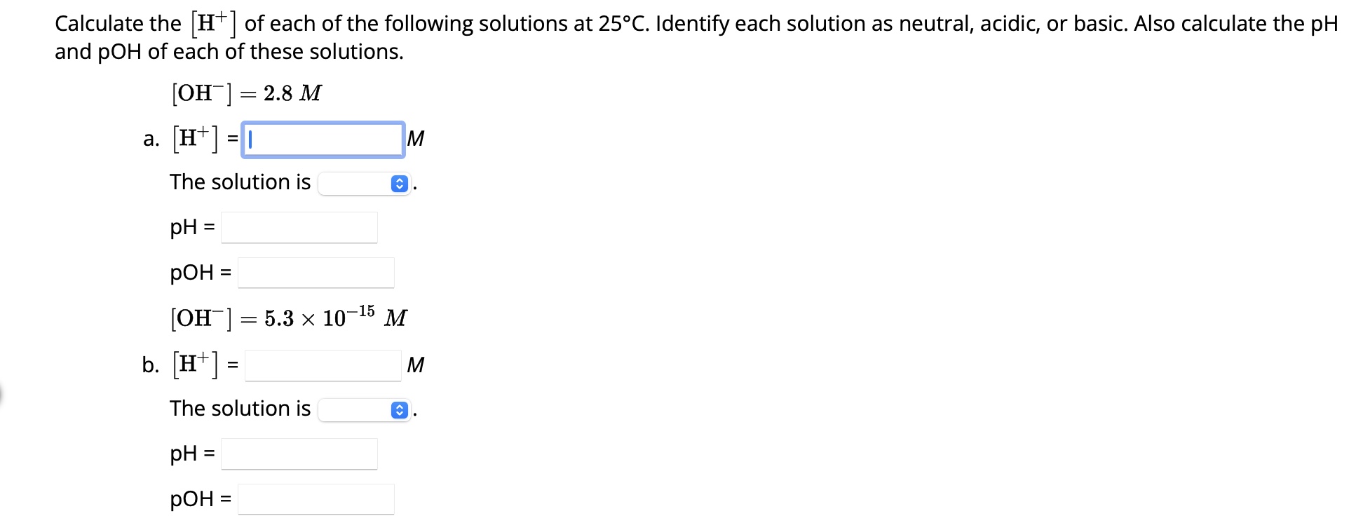 Solved Calculate the H+of each of the following solutions at | Chegg.com