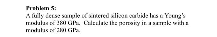 Solved Problem 5: A fully dense sample of sintered silicon | Chegg.com