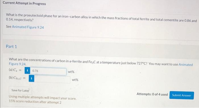 Solved What is the proeutectoid phase for an iron-carbon | Chegg.com
