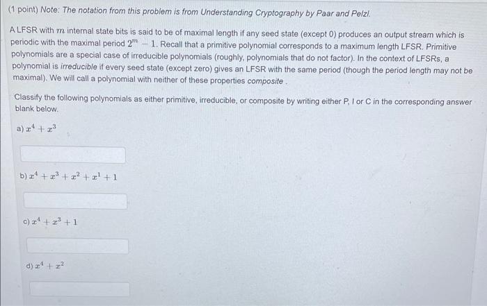 Solved (1 point) Note: The notation from this problem is | Chegg.com