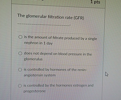 Solved The glomerular filtration rate (GFR) ﻿is the amount | Chegg.com