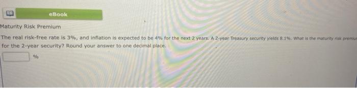 Solved eBook Maturity Risk Premium The real risk-free rate | Chegg.com