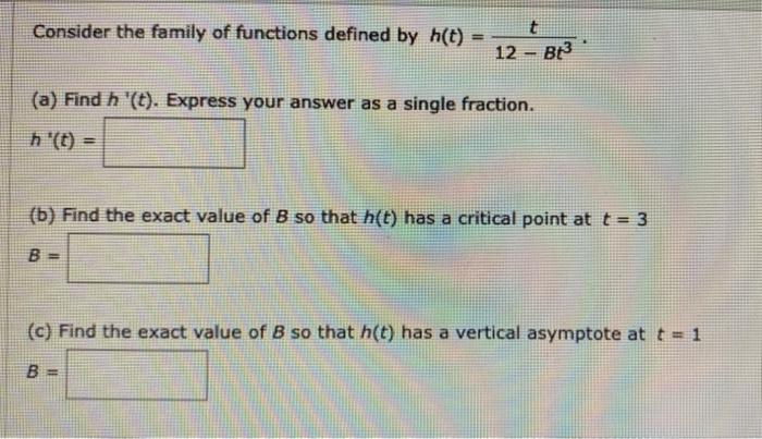 Solved Consider the family of functions defined by h(t) t | Chegg.com