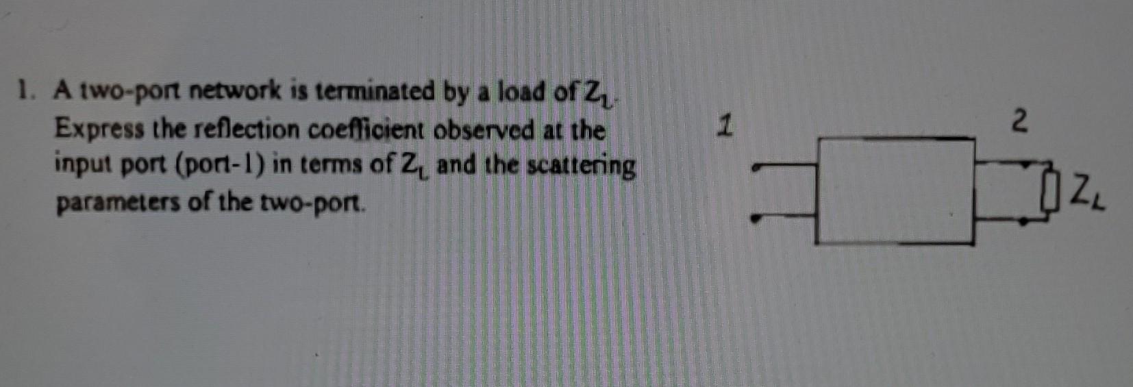 Solved 1 2 1. A two-port network is terminated by a load of | Chegg.com
