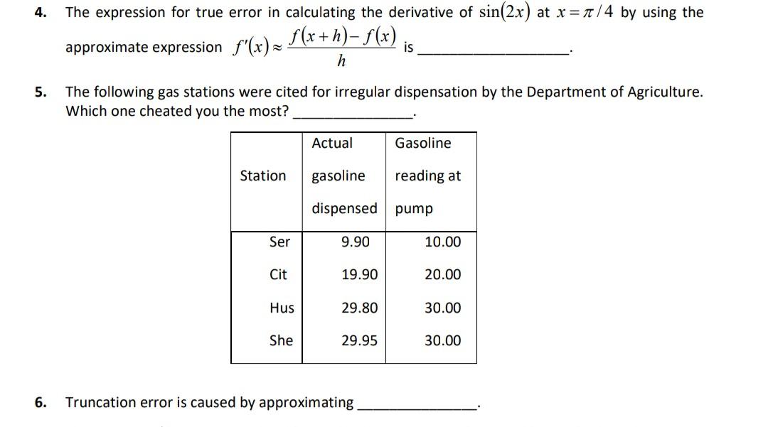 Solved 4. The expression for true error in calculating the | Chegg.com