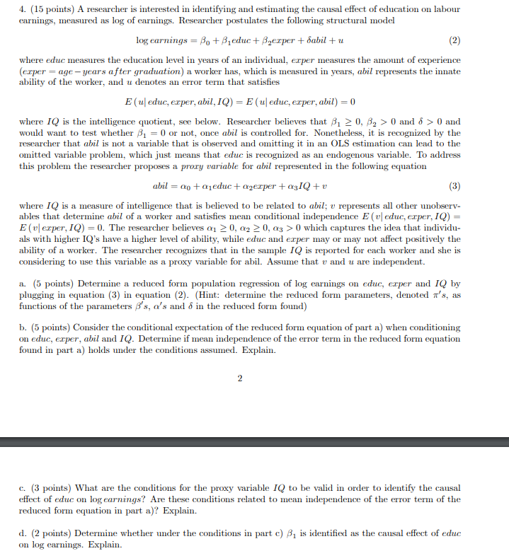 Solved (15 ﻿points) ﻿A researcher is interested in | Chegg.com