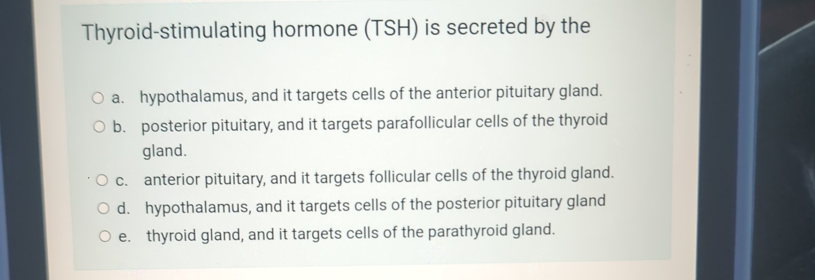 Solved Thyroid-stimulating hormone (TSH) ﻿is secreted by | Chegg.com