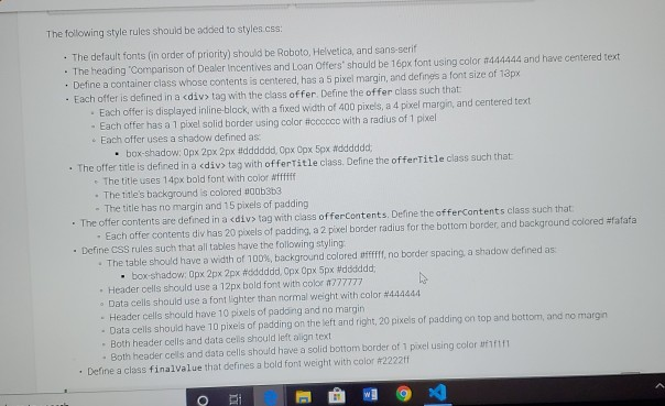 Solved Create An External Stylesheet So The Provided Html
