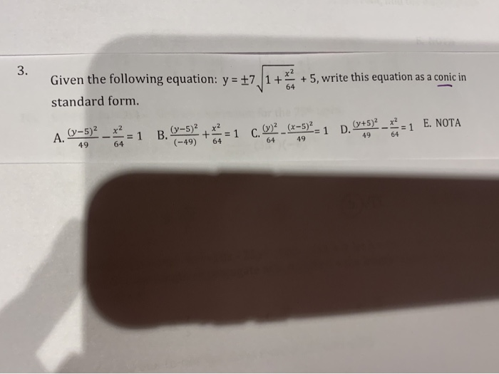 Solved 3 1 5 Write This Equation As A Conic In Given