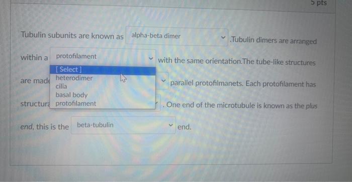 Solved Tubulin subunits are known as Tubulin dimers are | Chegg.com