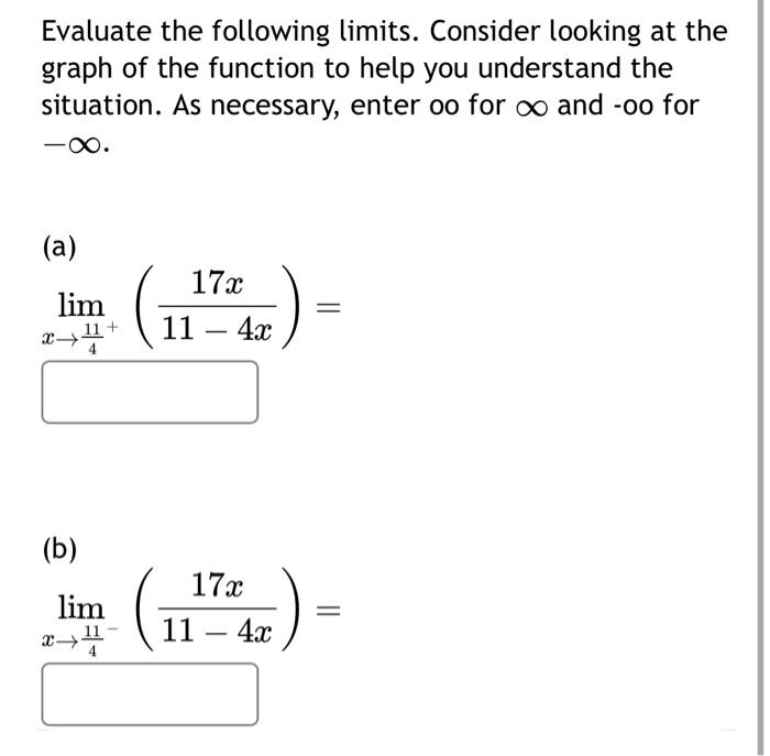 Solved Evaluate the following limits. Consider looking at | Chegg.com
