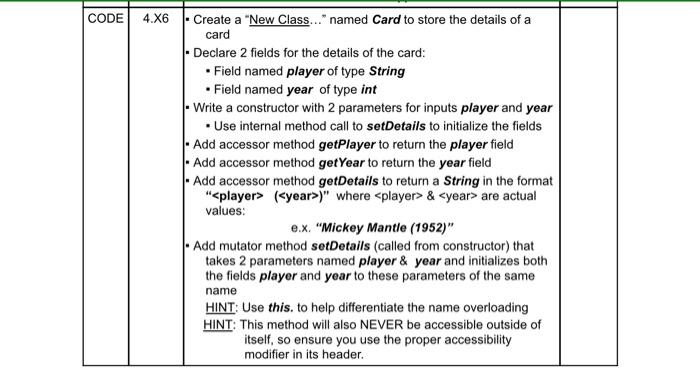 Solved \begin{tabular}{|c|c|c|} \hline CODE & 4.X6 & | Chegg.com