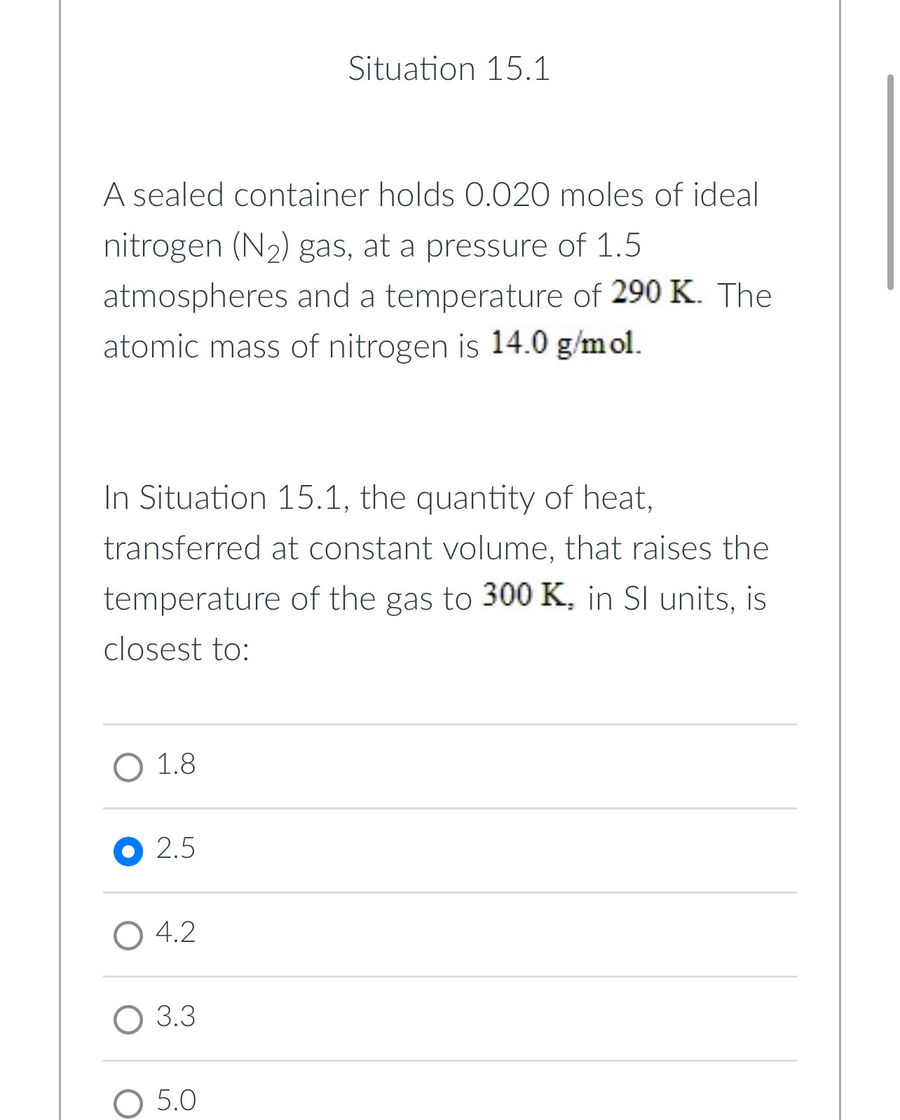 Solved Situation 15.1A sealed container holds 0.020 ﻿moles | Chegg.com
