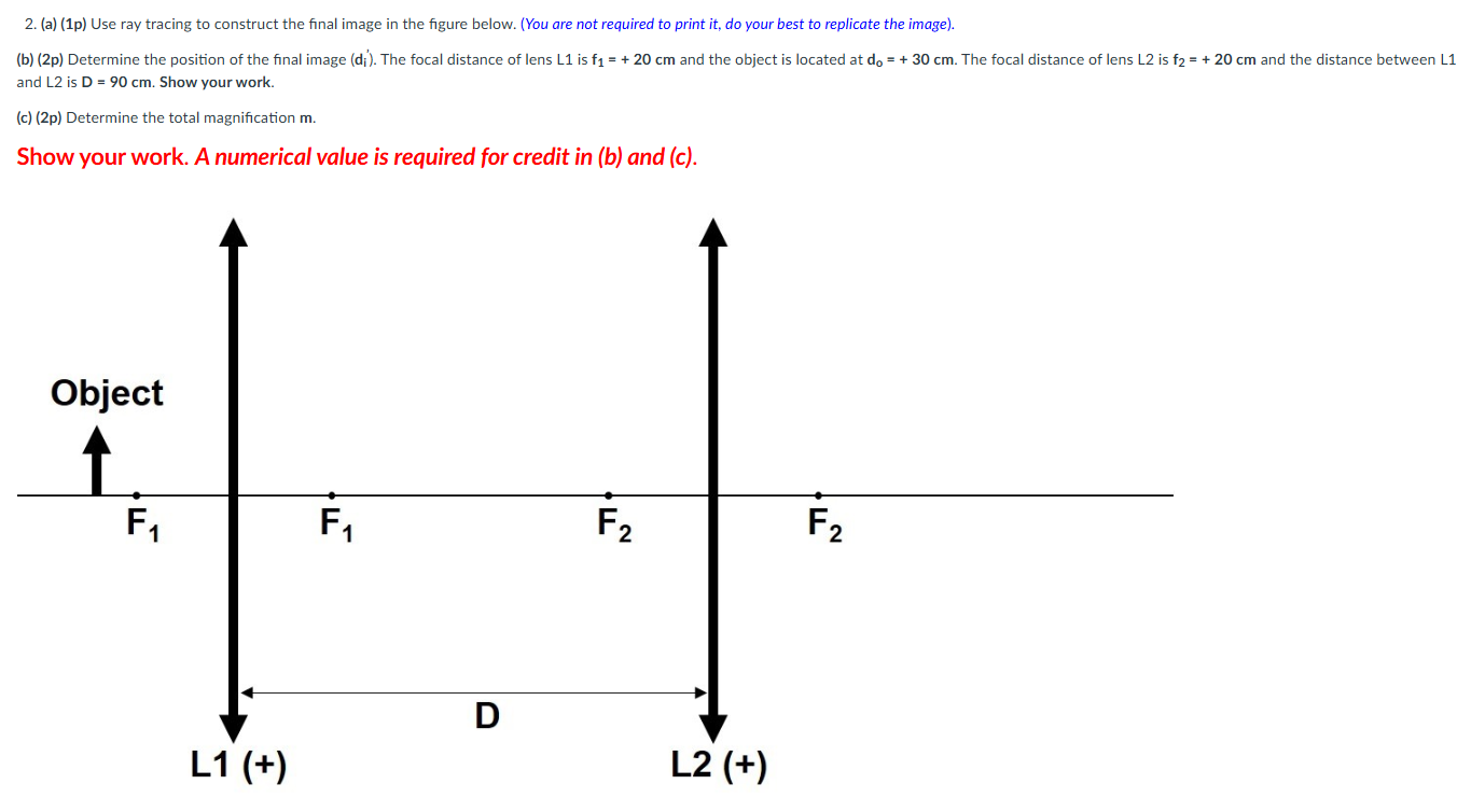 Solved 2. (a) (1p) ﻿Use ray tracing to construct the final | Chegg.com