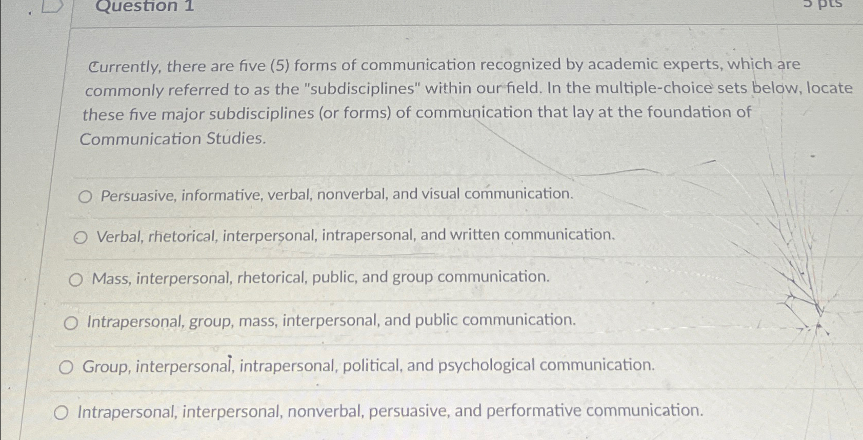 Solved Currently, there are five (5) ﻿forms of communication | Chegg.com