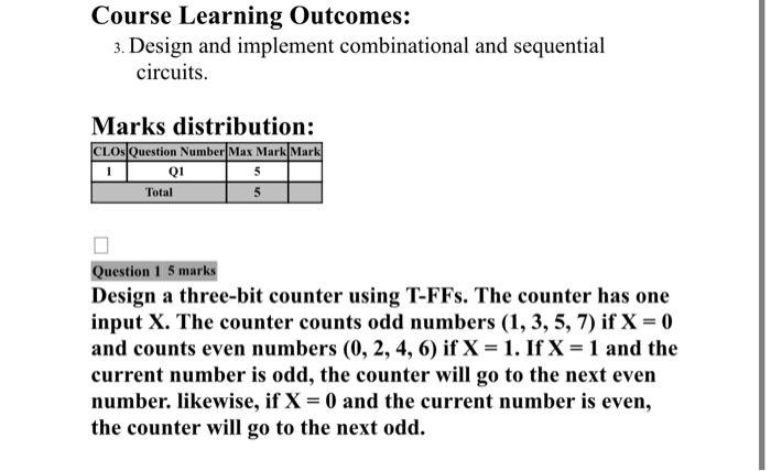 Solved Course Learning Outcomes: 3. Design and implement | Chegg.com