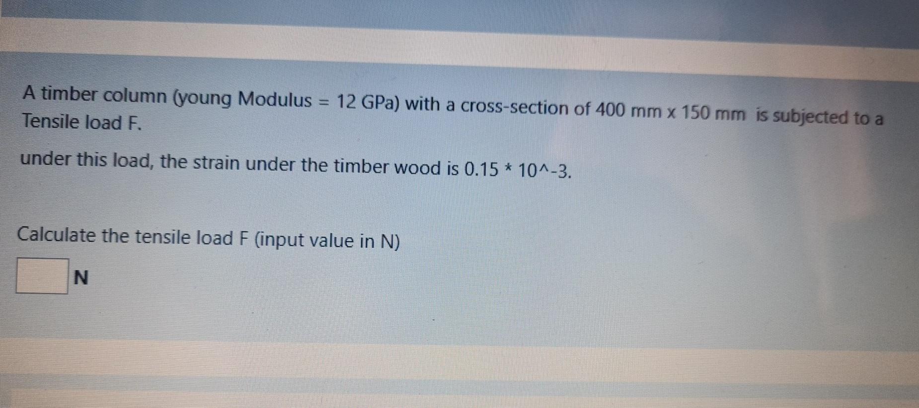 Solved A timber column (young Modulus Tensile load F. 12 | Chegg.com