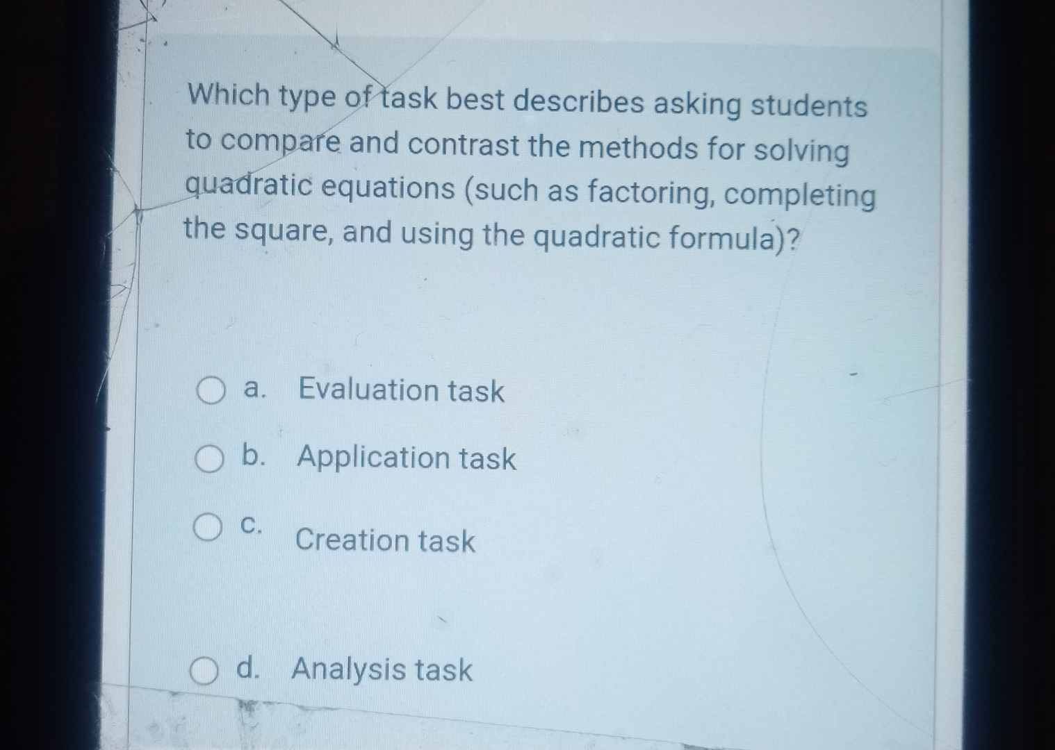 Solved Which type of task best describes asking students to | Chegg.com