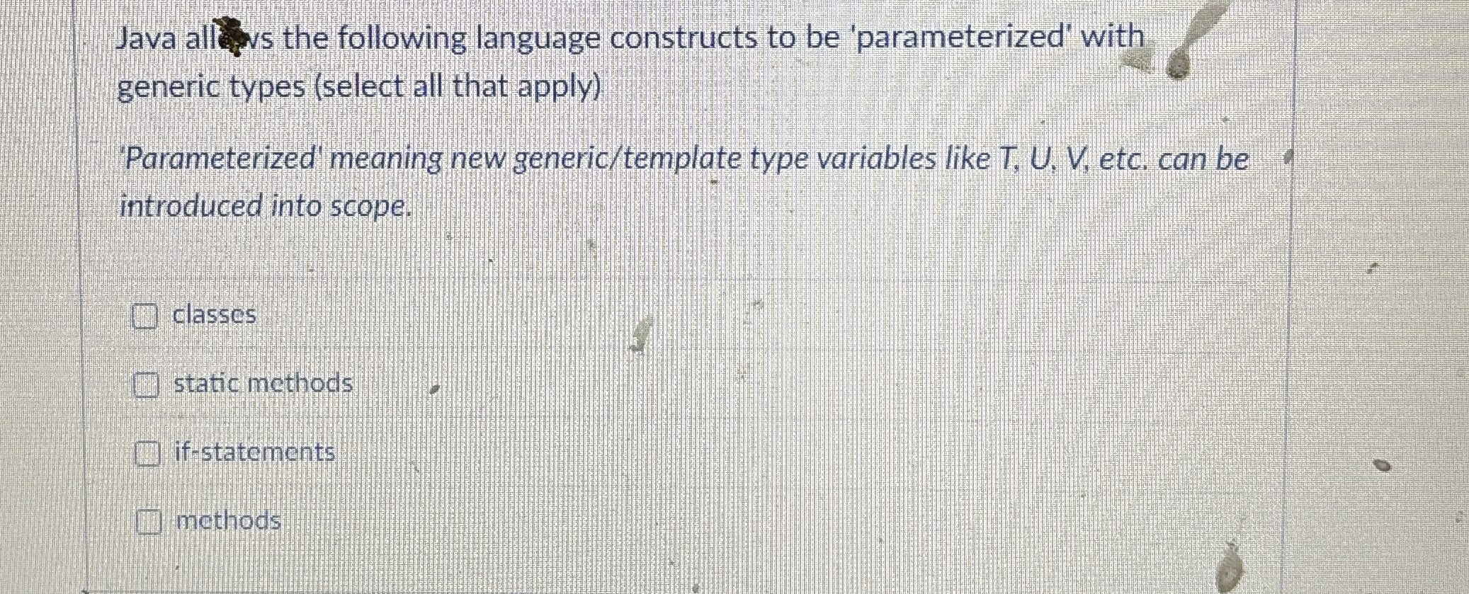 Solved Java allfs the following language constructs to be | Chegg.com