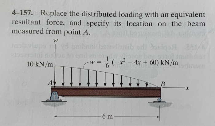 Solved 4-157. Replace the distributed loading with an | Chegg.com