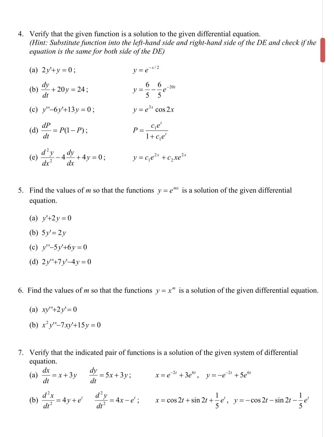Solved 4. Verify that the given function is a solution to | Chegg.com