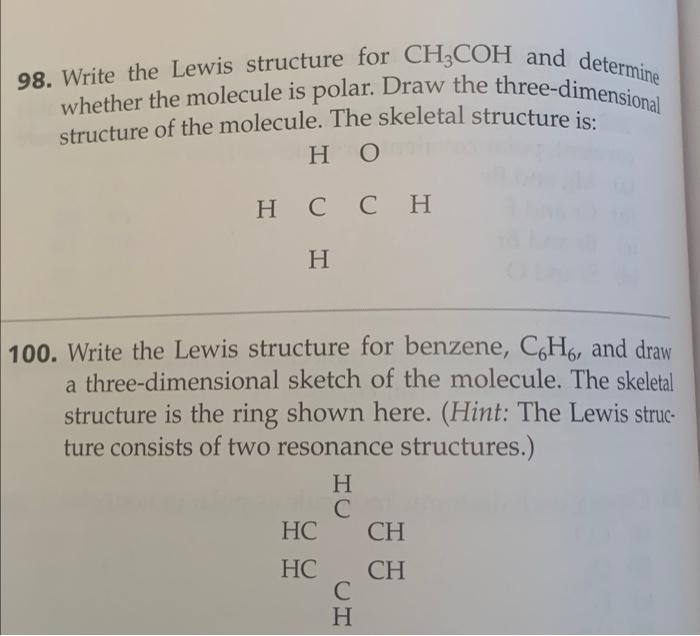 Solved 98. Write the Lewis structure for CH3COH and | Chegg.com
