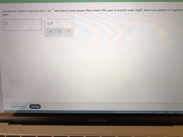 Solved mM silver(II)oxide solution that contains 350 umol of | Chegg.com