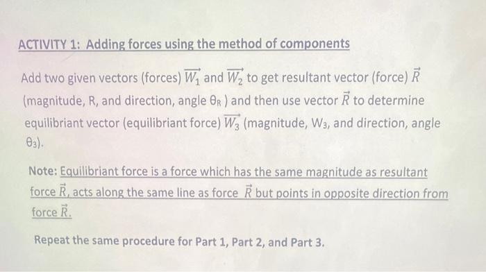 Solved ACTIVITY 1: Adding forces using the method of | Chegg.com