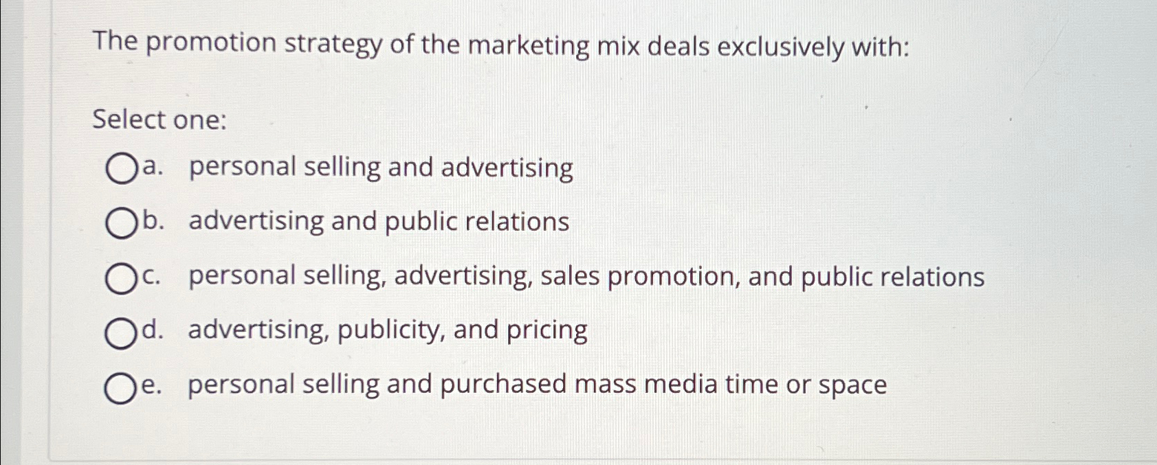 Solved The promotion strategy of the marketing mix deals | Chegg.com
