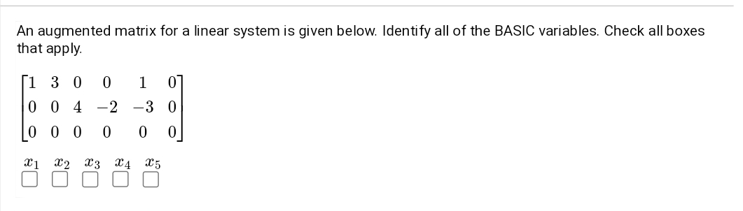 Solved An augmented matrix for a linear system is given | Chegg.com