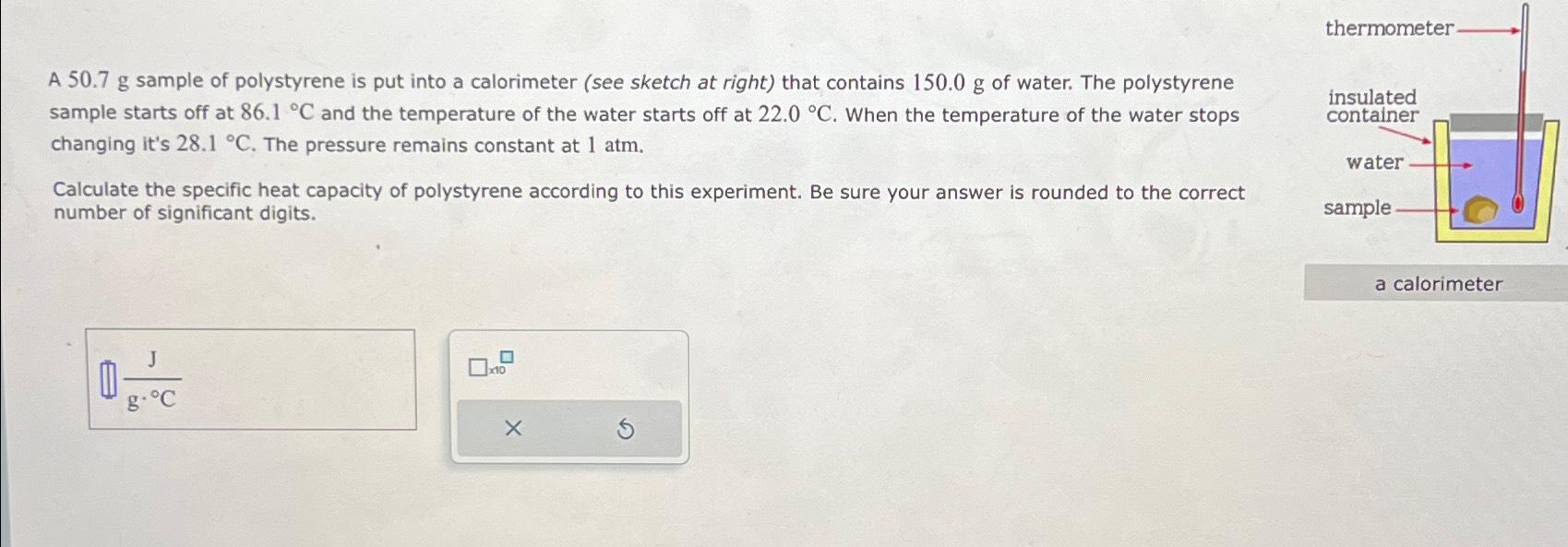Solved A 50.7g ﻿sample of polystyrene is put into a | Chegg.com