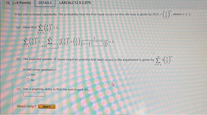 Solved A fair coin is tossed repeatedly. The probability | Chegg.com