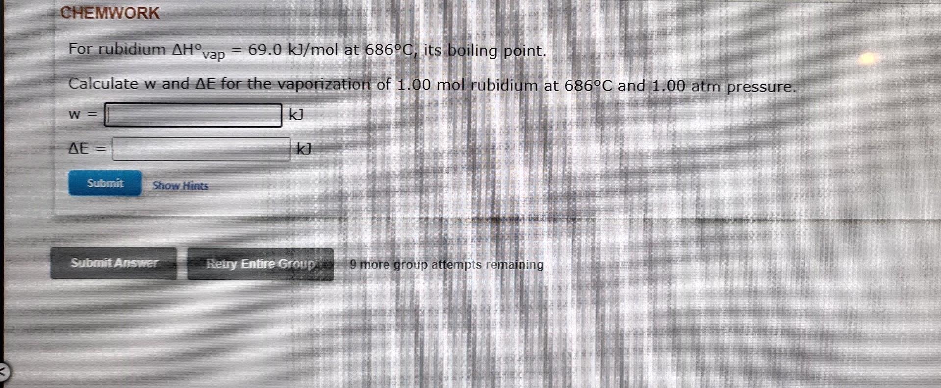 Solved For rubidium ΔH∘ vap =69.0 kJ/mol at 686∘C, its | Chegg.com