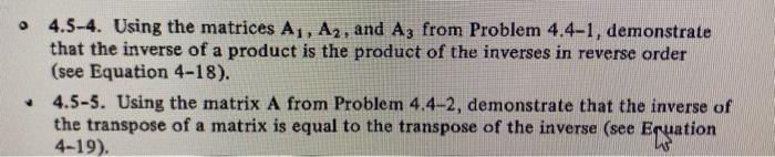 Solved 4.5-4. Using the matrices A1,A2, and A3 from Problem | Chegg.com