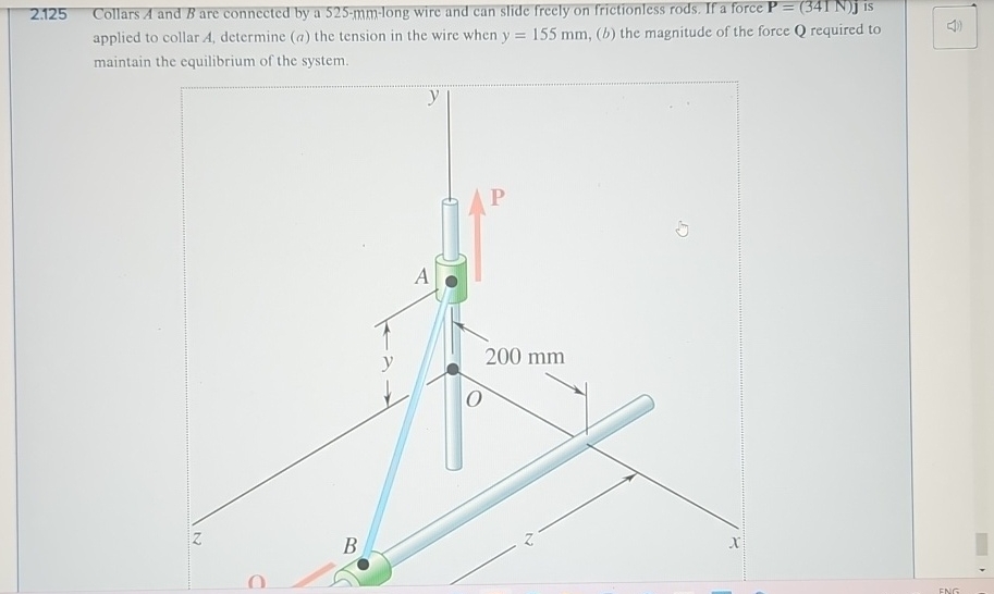 Solved 2.125 ﻿Collars A and B ﻿are connected by a | Chegg.com