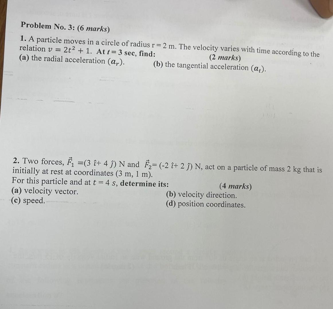 Solved Answer ALL the following questions Problem No. 1: (5 | Chegg.com