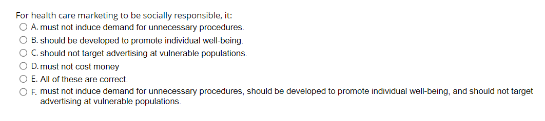 Solved For health care marketing to be socially responsible, | Chegg.com